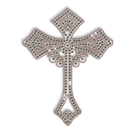 Nailhead and Antique Metal Cross Iron on Pattern - CSTOWN