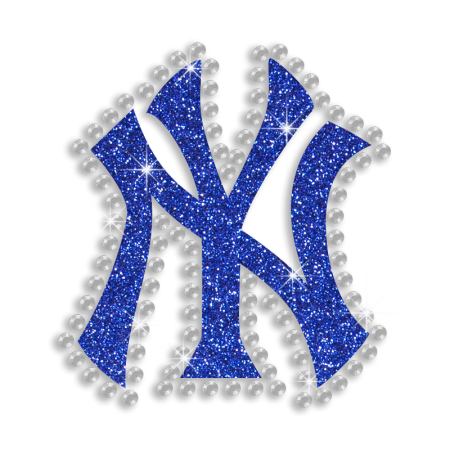 Royal Blue Crossover Letters Iron on Glitter Transfer for Children - CSTOWN