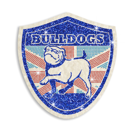 Bling Bulldog Shield Glitter Rhinestone Iron on Transfer - CSTOWN