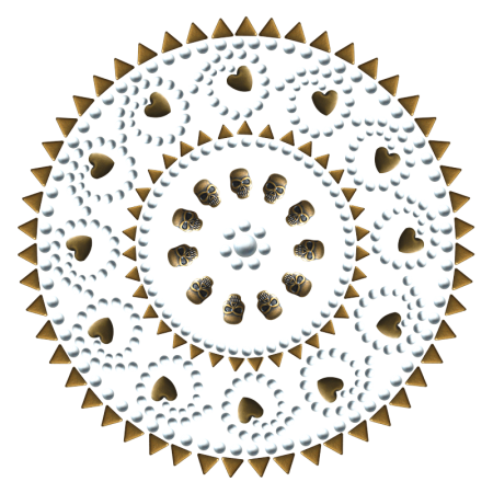 Iron on Round Half Round Stud and Antique Metal Transfer - CSTOWN