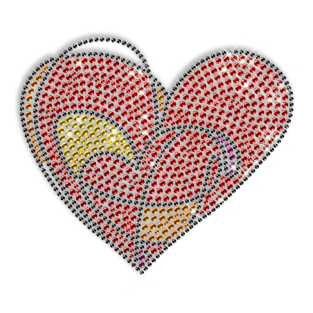 Bling Heart with Heart Hotfix Rhinestone Motif - CSTOWN