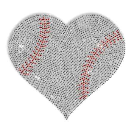 Custom Hot Shinning Softball Pattern Heart Rhinestone Iron on Transfer ...