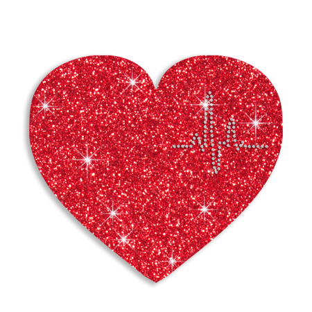 Red Heart Beat Iron-on Glitter Rhinestone Transfer - CSTOWN