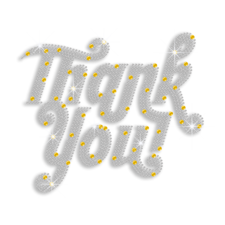 Crystal Thank You Iron-on Rhinestud Rhinestone Transfer - CSTOWN