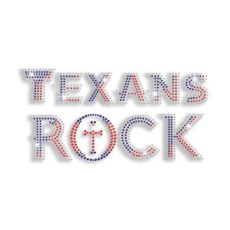 Cool Texans Rock Iron-on Rhinestone Transfer - CSTOWN