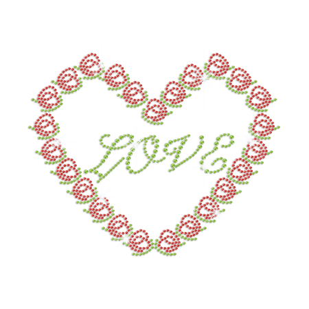 Bling Heart Pattern Iron on Rhinestone Transfer - CSTOWN