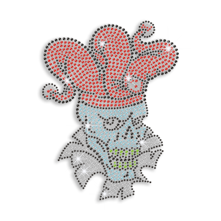 Cheap Custom Iron Rhinestone Motif Red Clown Hat Skull - CSTOWN