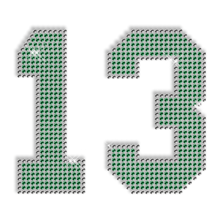 Emerald Rhinestone Number Hotfix Pattern - CSTOWN