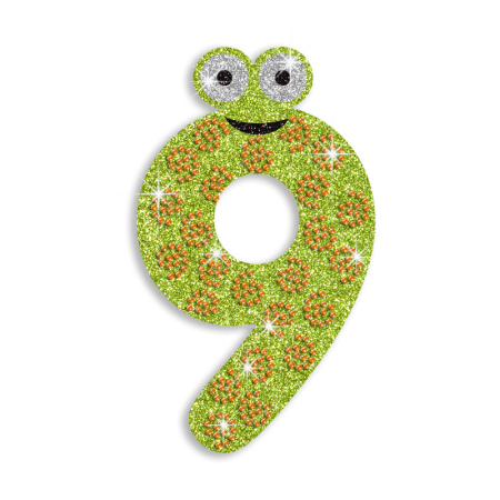 Cute Little Number 9 Iron-on Glitter Rhinestone Transfer - CSTOWN