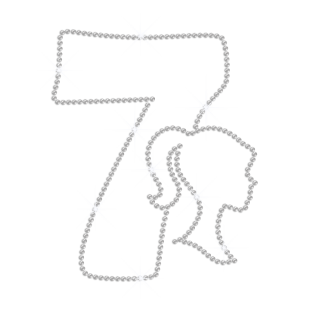 Crystal Girls & Number 7 Iron-on Rhinestone Transfer - CSTOWN