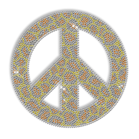 Leopard Print Peace Sign Design Crystal Iron ons - CSTOWN