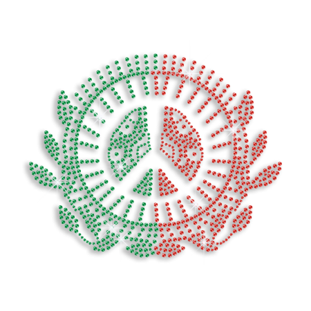 Bling Peace Sign in Olive Branch Iron-on Rhinestone Transfer - CSTOWN
