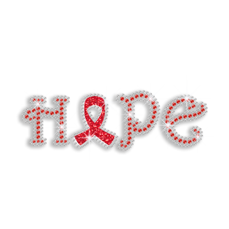 Lovely Ribbon Hope Iron-on Glitter Rhinestone Transfer - CSTOWN