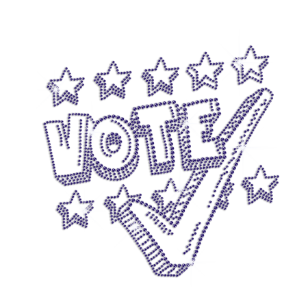 Royal Blue Vote Iron on Rhinestone Transfer Decal - CSTOWN