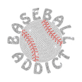Crystal Baseball Addict Iron on Rhinestone Transfer Decal - CSTOWN