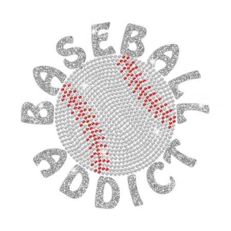Crystal Baseball Addict Iron on Rhinestone Transfer Decal - CSTOWN