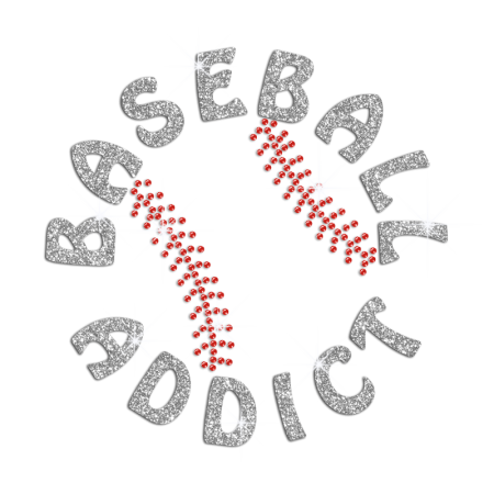 Personalized Baseball Addict Iron on Rhinestone Transfer Motif - CSTOWN