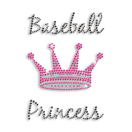 Custom Baseball Princess Crown Iron on Rhinestone Transfer - CSTOWN