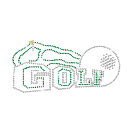 Golf Iron on Rhinestone Transfer Motif - CSTOWN