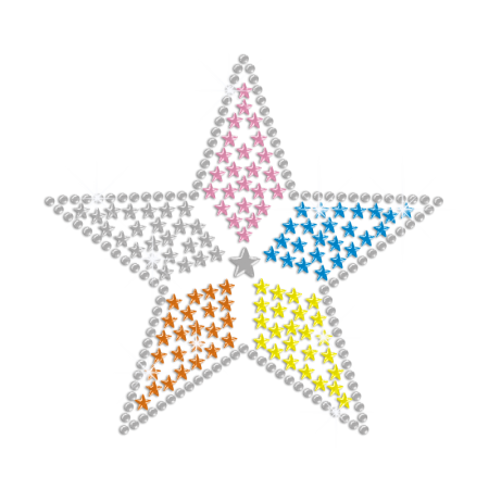 Five Colors Star Symbol Bling Iron on Rhinestone Motif - CSTOWN
