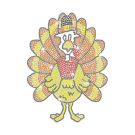 Bling Thanksgiving Turkey Iron on Rhinestone Transfer Motif - CSTOWN