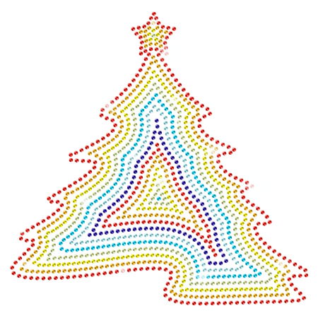 Rainbow Iron on Tree Rhinestone Design - CSTOWN