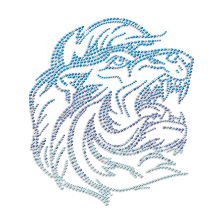 Bling Roaring Lion With Gradient Color Rhinestone Heat Transfer - CSTOWN