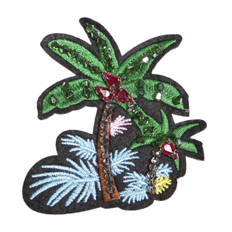 Custom Embroidered Coconut Tree Patch with Beads - CSTOWN