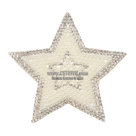 Bling Rhinestone with Pearl White Beads Star Applique for Bride - CSTOWN
