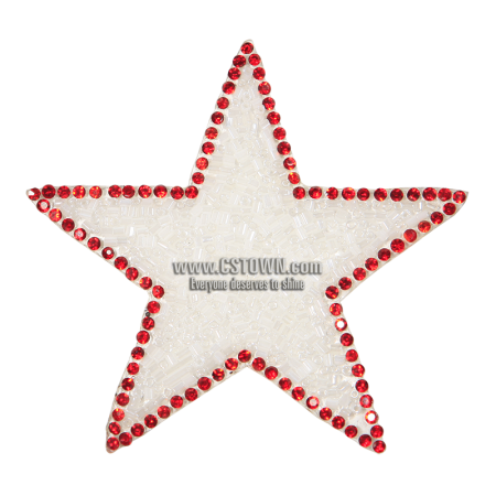 Red Rhinestone with Pearl White Beads Star - CSTOWN